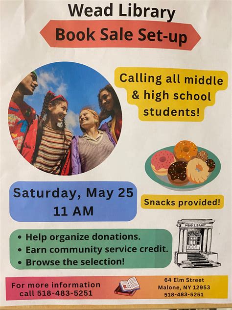 The Wead Library Is In Need Of Helpers For Their Book Sale Set Up