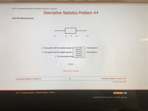 Solved Give The Following Box Plot The Quartile With The Chegg