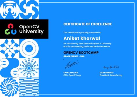 Aniket Khorwal On Linkedin Opencv Free Opencv Bootcamp Certificate