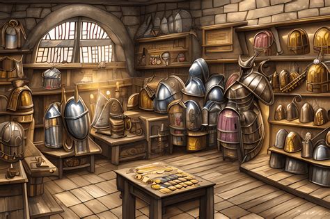 3d scene medieval armor shop · creative fabrica