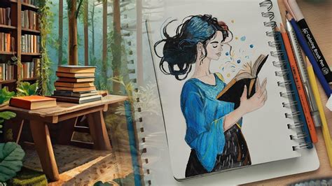 Девушка читающая книжку 1 Акварельные краски Youtube