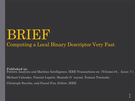 Ppt Brief Computing A Local Binary Descriptor Very Fast Powerpoint