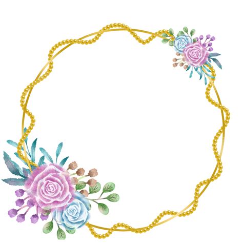 Aquarela De Moldura Floral Redonda Com Pérola Png Png Casamento