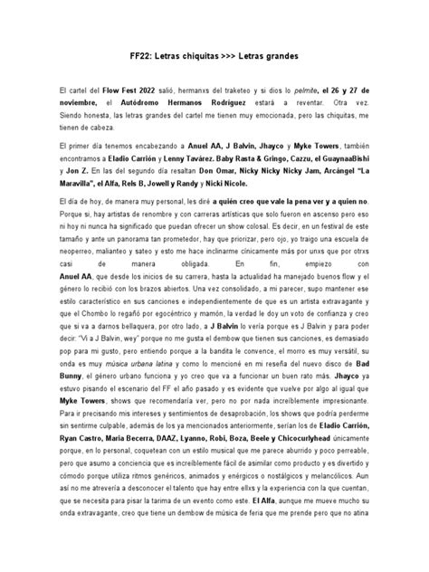 El Cartel Del Flow Fest 2022 Salió Pdf Musica En Español Musica