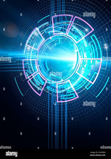 Circular Gui Control Panel With Centralised Control Emitting A Glow