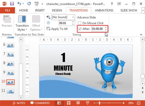 Countdown Powerpoint Template With 10 Minutes Timer