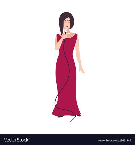 Smiling Singer Vocalist Or Songstress Wearing Vector Image