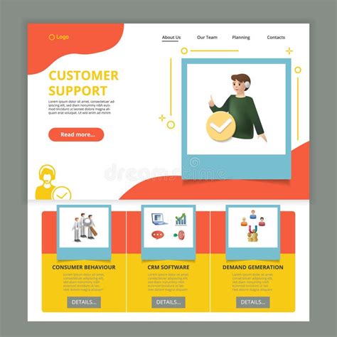 Customer Support Flat Landing Page Website Template Consumer Behaviour Crm Software Demand