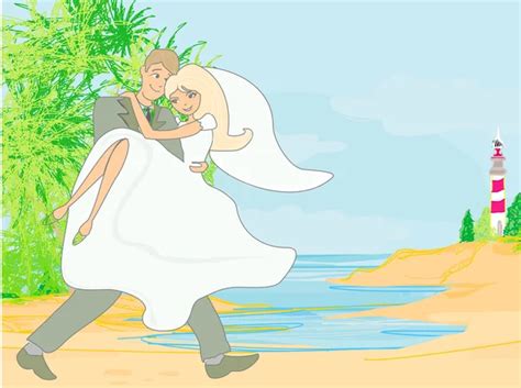 Silhouette Couple On Tropical Beach Stock Vector Image By ©jackybrown