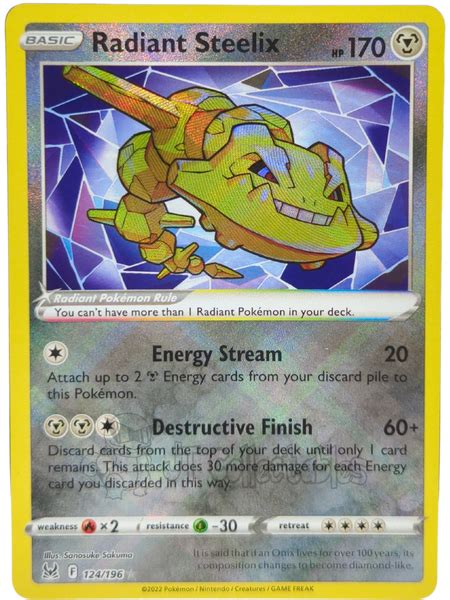 Radiant Steelix 124196 Radiant Rare Lost Origin Pokemon Tcg 2022 Jt