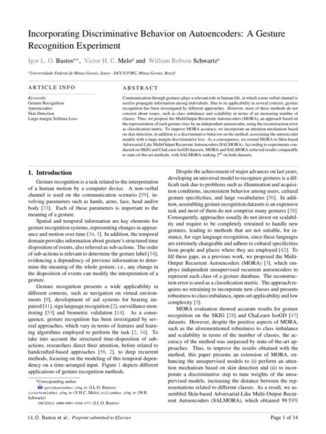 Pdf Incorporating Discriminative Behavior On Autoencoders A Gesture Recognition Experiment