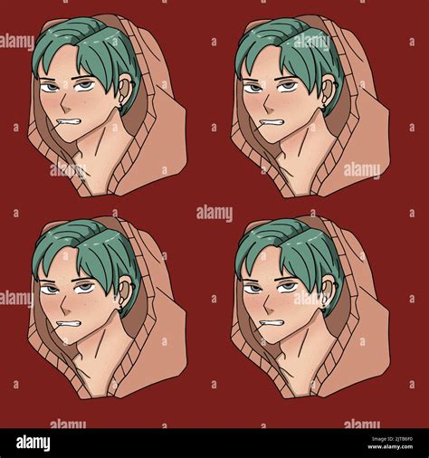 Anime People With Their Busts Drawn In Anime Style Illustration Stock