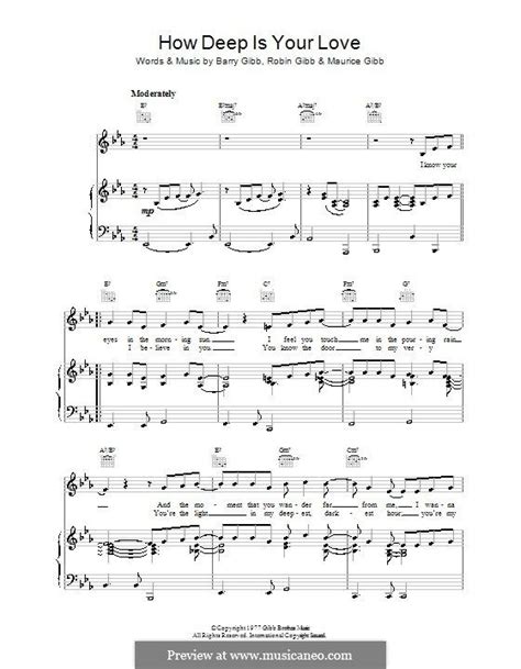 How Deep Is Your Love The Bee Gees For Voice And Piano Or Guitar