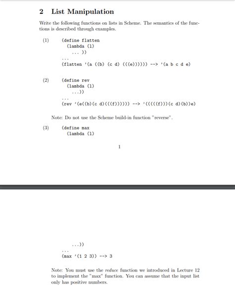 Solved 2 List Manipulation Write The Following Functions On