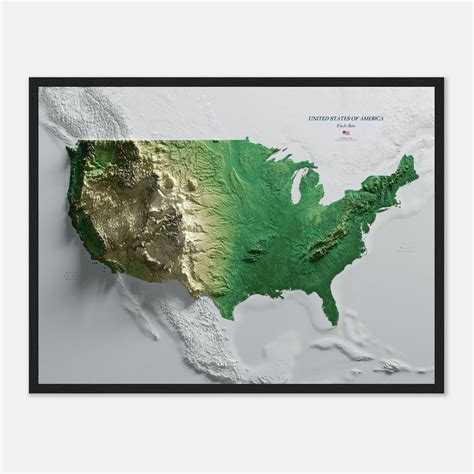 United States Stylish Elevation Map Etsy