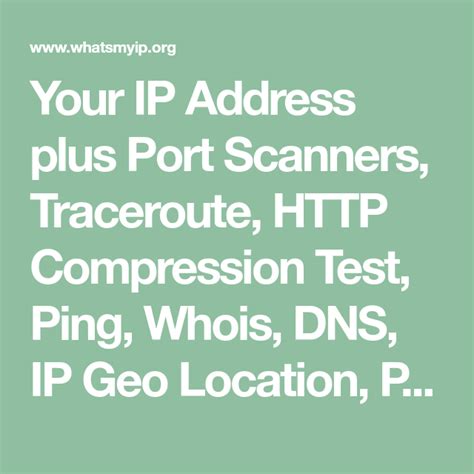 Your IP Address Plus Port Scanners Traceroute Compression Test Ping Whois DNS IP Geo