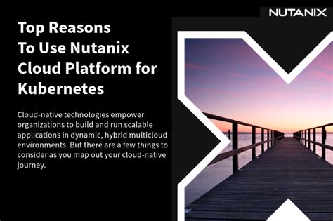 Graphic Design Featuring The Nutanix Logo A Sunset View Over A Wooden Pier And Bold Text