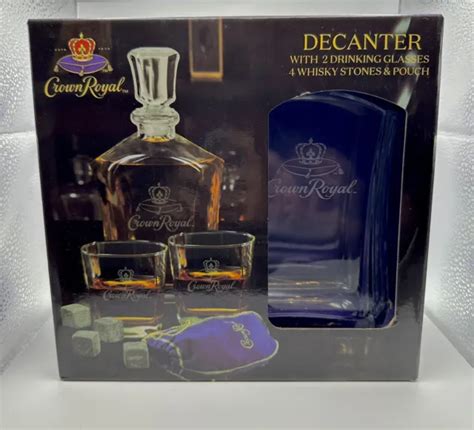 Crown Royal Decanter 750ml Set W2 Drinking Glasses 105oz And Whisky