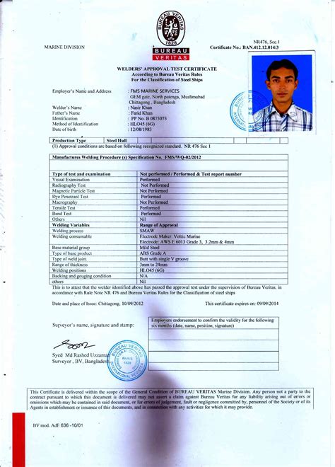 Skilled Worker Certificate Fms Marine Service