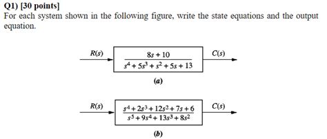 Solved For Each System Shown In The Following Figure Write Chegg