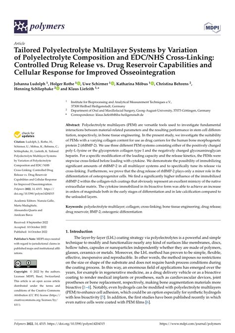Pdf Tailored Polyelectrolyte Multilayer Systems By Variation Of Polyelectrolyte Composition