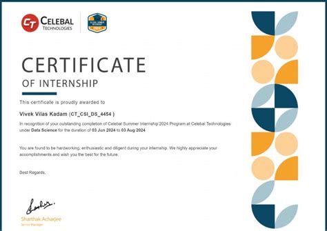 Vivek Kadam On Linkedin Datascience Internship Celebaltechnologies