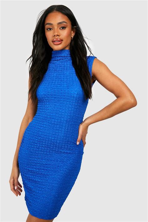 Textured Bubble High Neck Sleeveless Mini Dress Boohoo