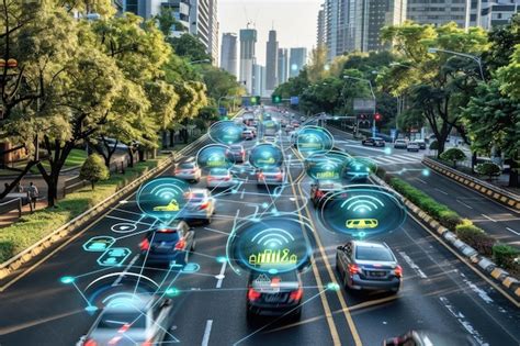 Premium Photo Modern Urban Roads Intelligent Vehicle Autonomous Driving