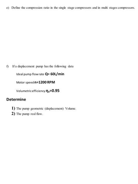 Solved E Define The Compression Ratio In The Single Stage