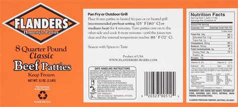 Flanders Classic Quarter Pound Beef Patties 8 Ea 8 Ct Shipt