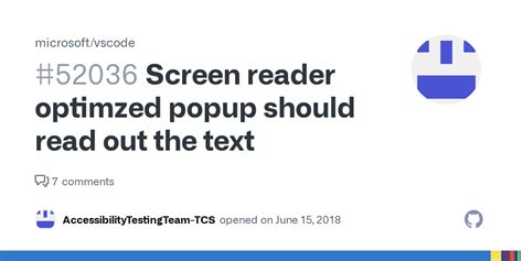 Screen Reader Optimzed Popup Should Read Out The Text · Issue 52036