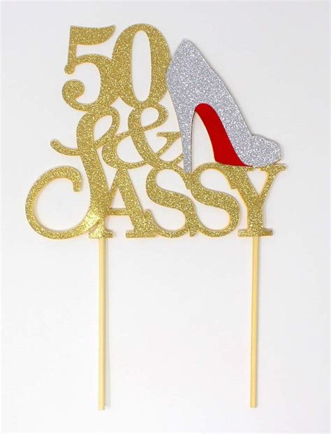 50 And Cake Topper Gold And Silver1 Pc 50th Birthday Party Decor