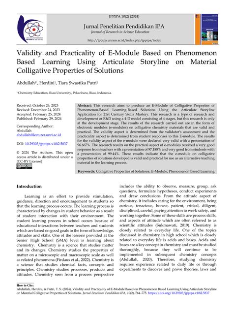 Pdf Validity And Practicality Of E Module Based On Phenomenon Based Learning Using Articulate