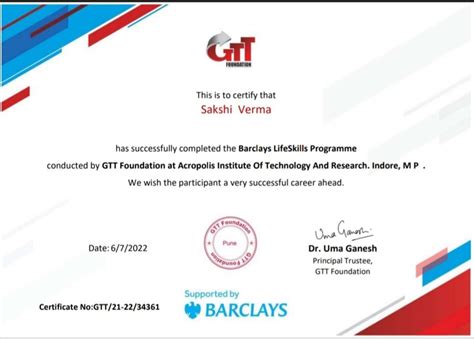 Sakshi Verma On Linkedin Hey Connections Successfully Completed Barclays Lifeskills Programme