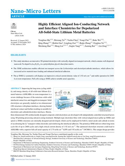 Pdf Highly Efficient Aligned Ion Conducting Network And Interface