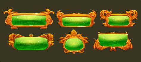 Game Ui Frames Green With Gold Medieval Borders 13515168 Vector Art At Vecteezy