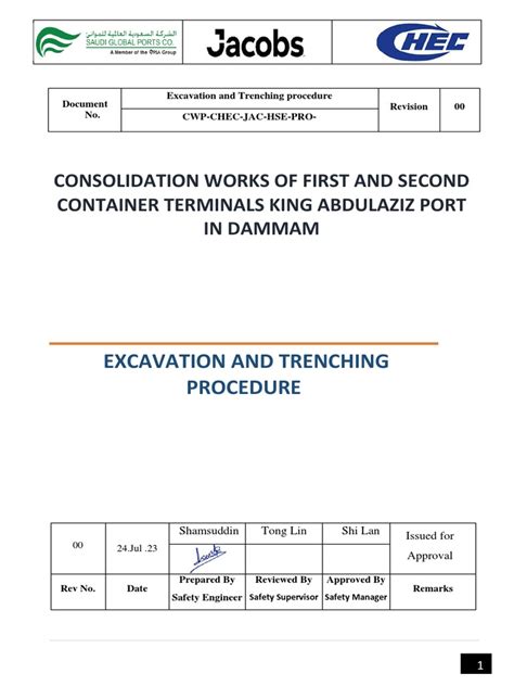 Excavation And Trenching Procedure Pdf