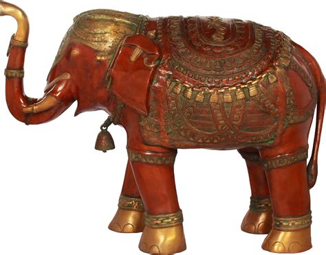 Superbly Decorated Elephant With Upraised Trunk Large Size Exotic