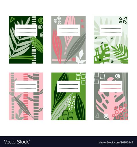 Pages With Leaves Template Design For Notebooks Vector Image