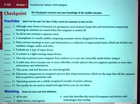 1 42 Introducing Todays Technologies Checkpoint The Checkpoint Exercises Test Your Knowledge Of