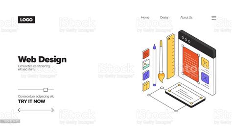 웹 디자인 개념 Isometric 웹 배너 포스터 표지 및 배너를 위한 3차원 디자인 일러스트레이션에 대한 스톡 벡터 아트 및
