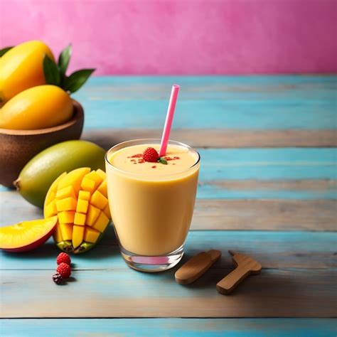 Premium Ai Image Delicious Healthy Organic Mango Juice Shakes