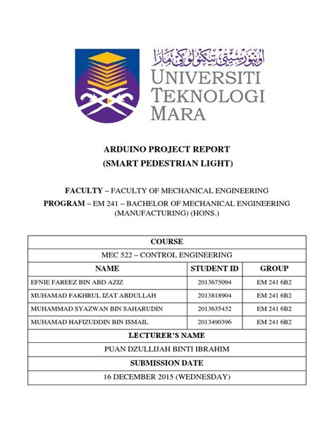 Arduino Project Report Smart Pedestrian Light Pdf Traffic