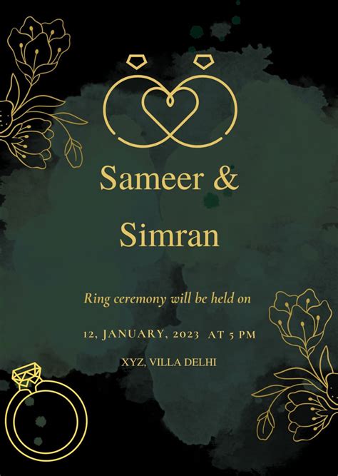 Ring Ceremony Invitation Card Engagement Invitation