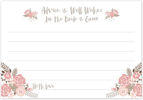 Boho Floral Wedding Advice Cards 50 Count Advice And Well