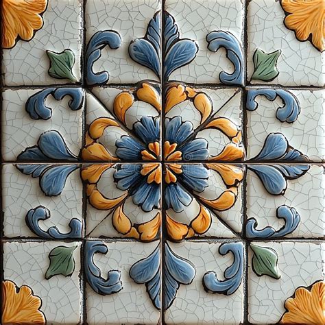 Decorative Ceramic Tile With Floral Pattern Stock Illustration Illustration Of Craft Glazed