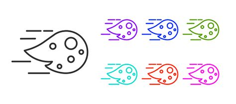 白い背景に分離された黒い線の火の玉のアイコンカラフルなアイコンを設定しますベクトル まぶしいのベクターアート素材や画像を多数ご用意