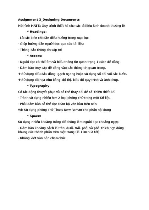 Tckt 3 Tckt 3 Assignment 3 Designing Documents Mô Hình Hats Quy