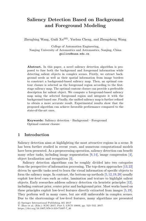 Pdf Saliency Detection Based On Background And Foreground Modeling