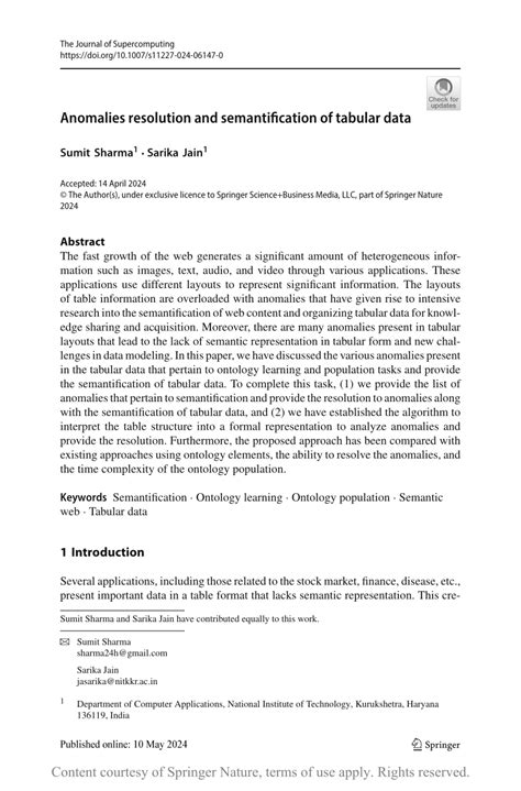 Anomalies Resolution And Semantification Of Tabular Data